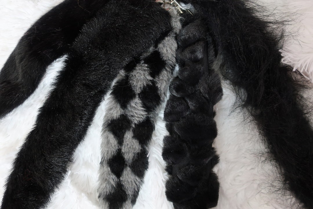 Black Furry Clip on Tails Your Choice Black Faux Fur Costume Cosplay ...