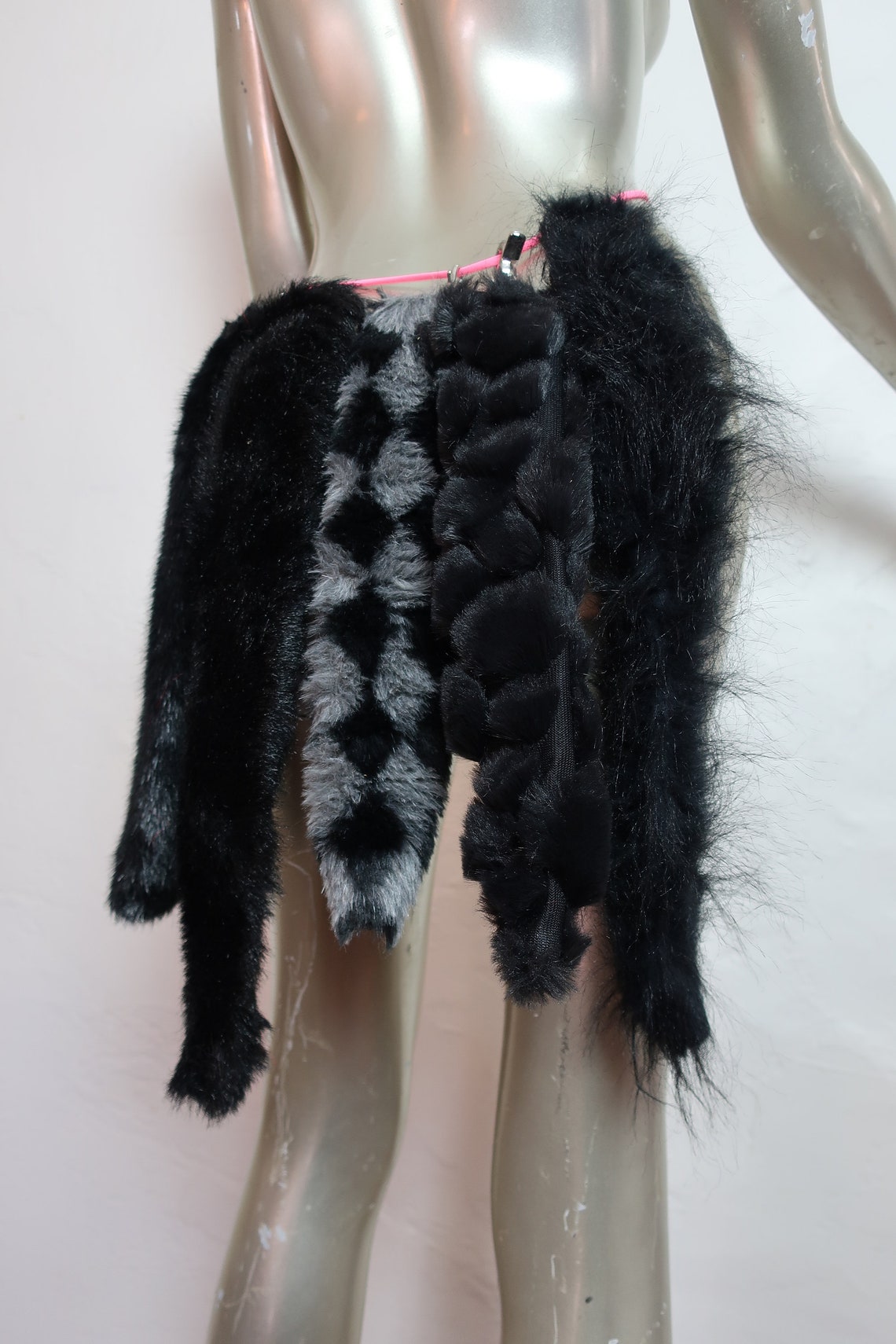 Black Furry Clip on Tails Your Choice Black Faux Fur Costume - Etsy