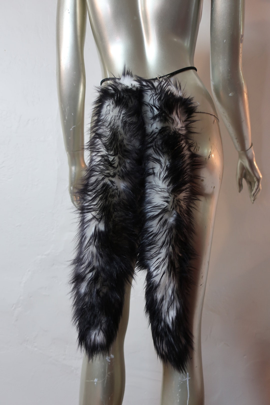 Unicorn Fur Clip on Tails! Black Tipped Faux Fur Costume Tails Black ...