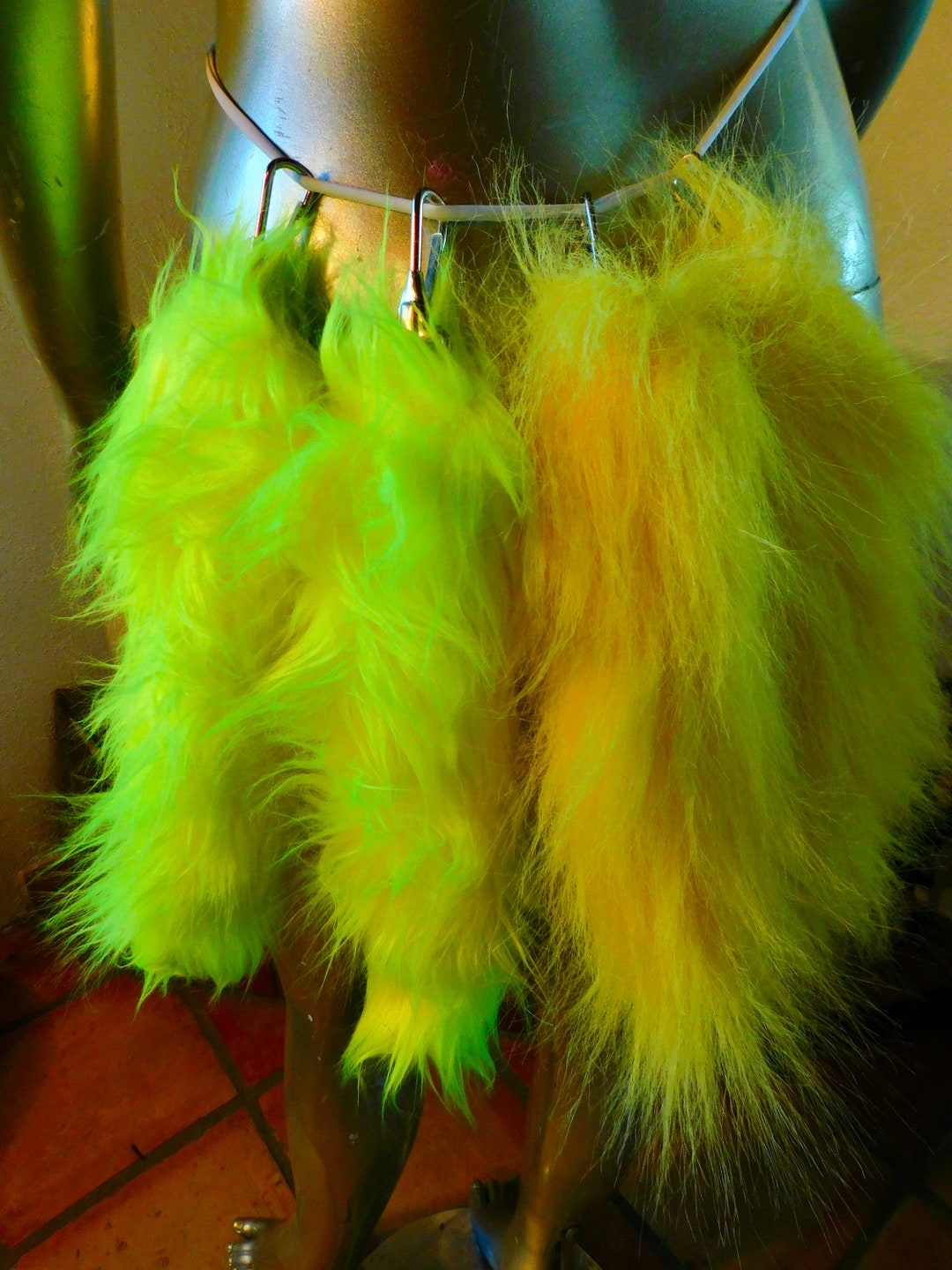 Yellow Furry Clip on Tails! Your Choice! Yellow Faux Fur Costume Tails ...