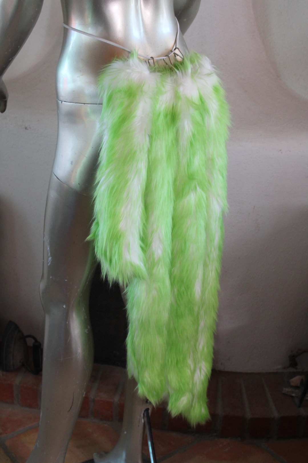 Lime Green Faux Fur Costume Tail: Clip on Cosplay Tail - Etsy