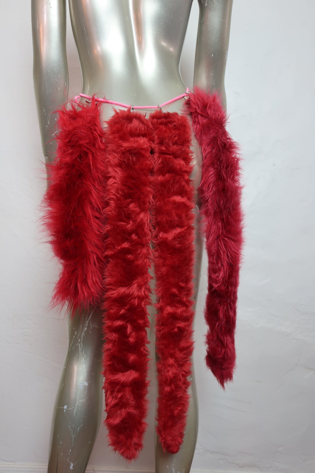 Brick Red Furry Clip on Tails! Your Choice! Brick and Wine Red Faux Fur ...