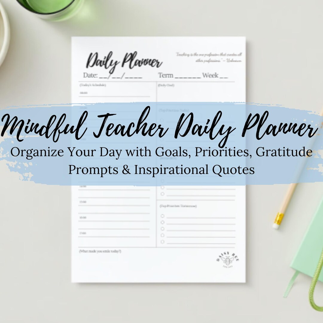Mindful Teacher Daily Planner Printable Teacher Planner Digital Planner ...
