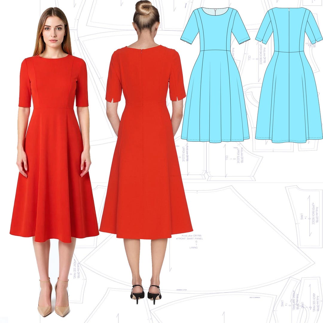 PDF Sewing Pattern Royal-inspired Elegant Midi Dress | Fit & Flare A ...