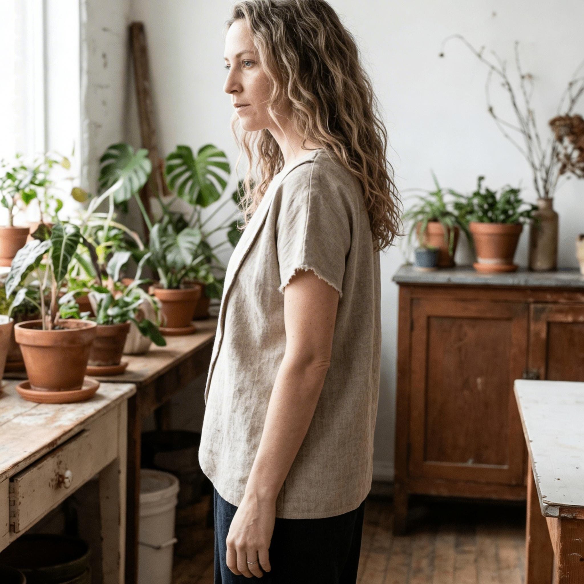 Linen Wrap Top Sewing Pattern PDF Asymmetrical Overlap Blouse Pattern ...