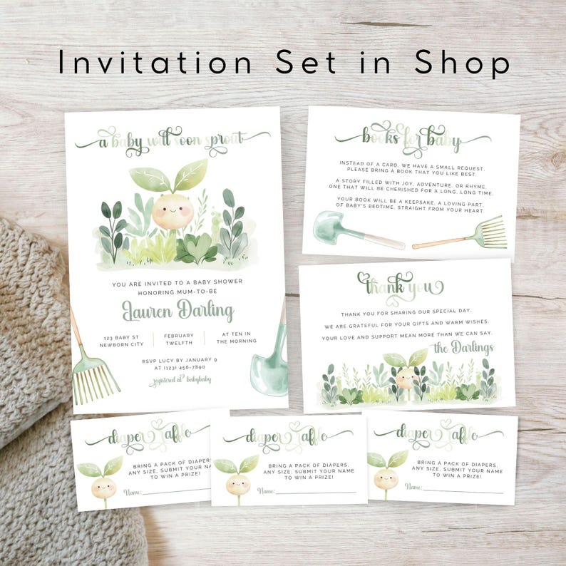 Little Sprout Baby Shower Prayer Card, Christian Garden Baby Shower ...