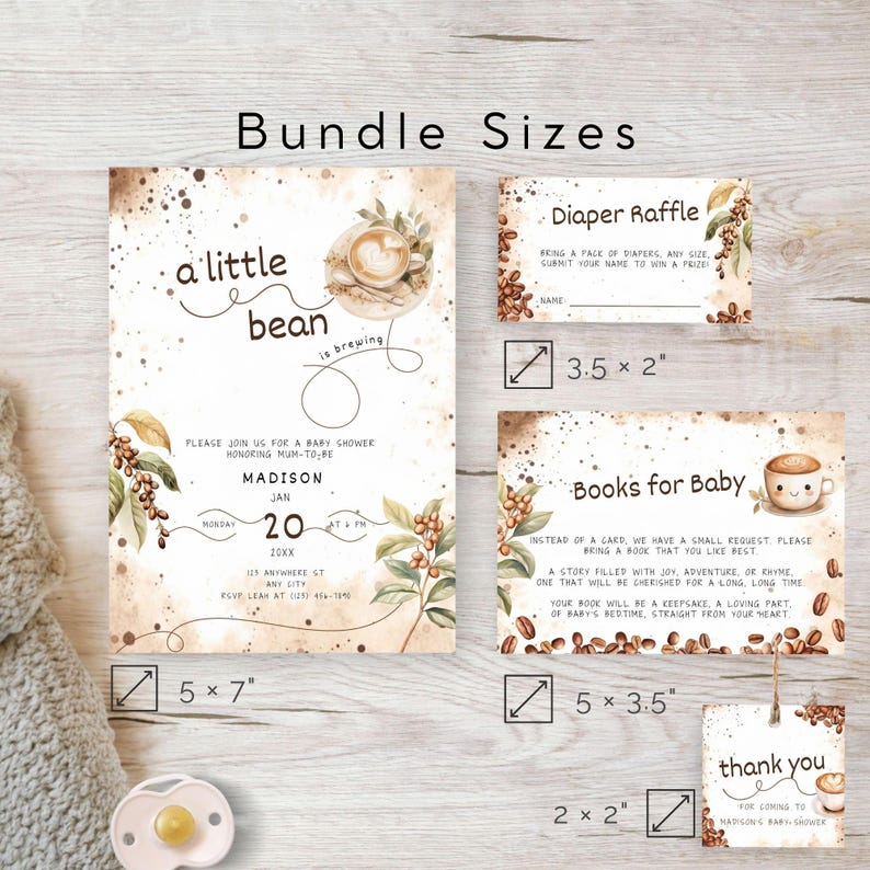 Coffee Bean Baby Shower Invite 5x7 Inch, A Little Bean, Boho Cappuccino ...