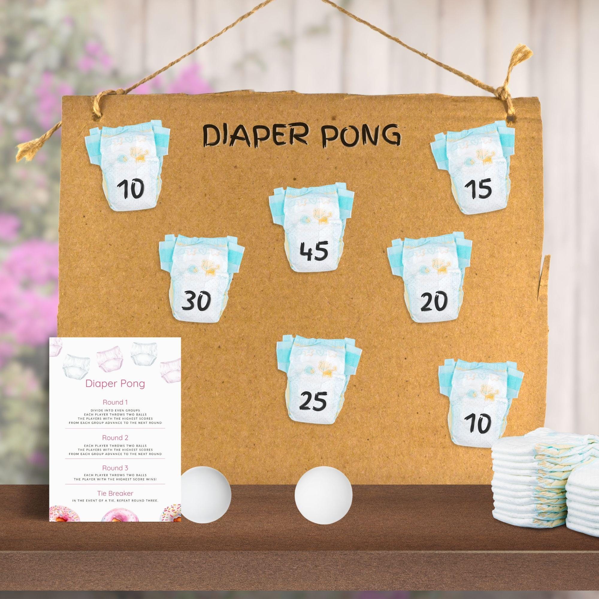 Donuts and Diapers Shower Diaper Pong Game, Baby Sprinkle, Sweet ...