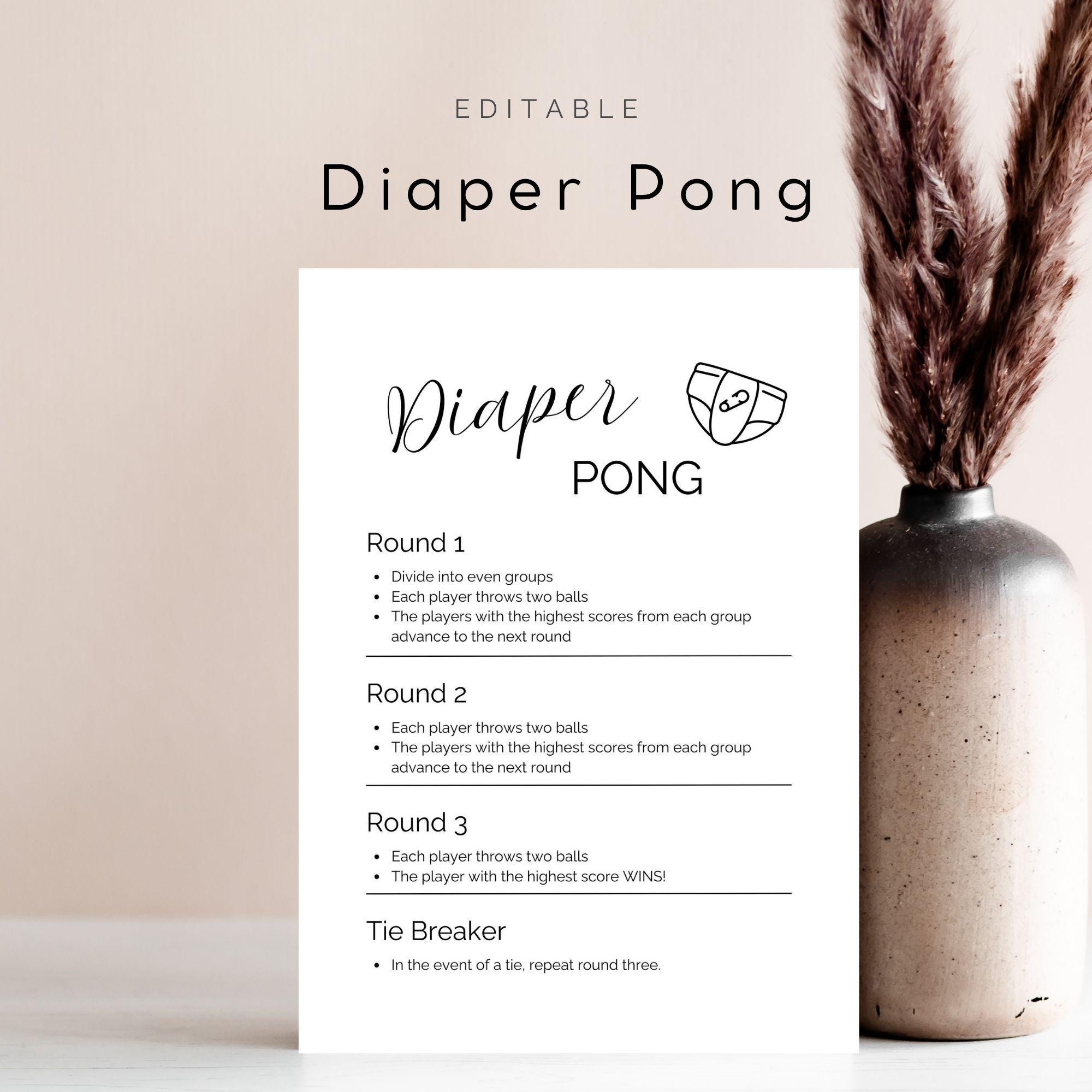 Baby Shower Diaper Pong Game, Fun Baby Shower Activity, Minimal Modern ...