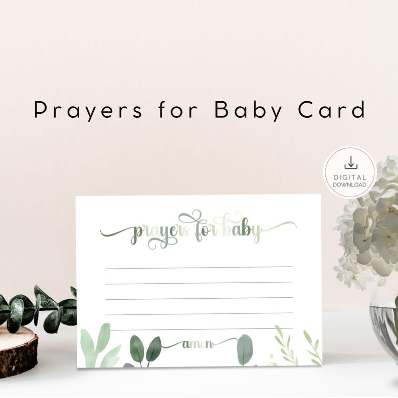 Little Sprout Baby Shower Prayer Card, Christian Garden Baby Shower ...