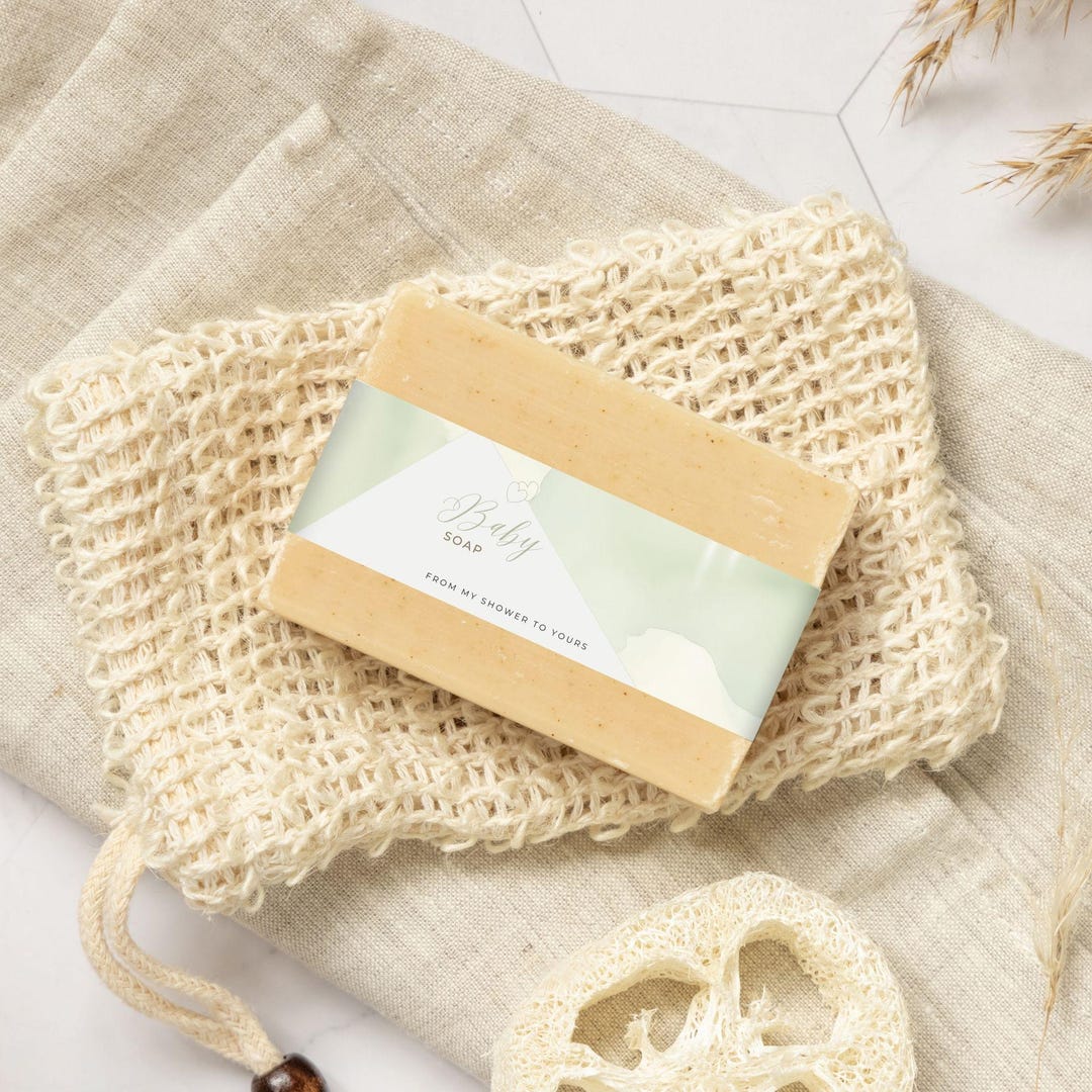 Sage Green Baby Shower Soap Bar Wrapper, Boho Floral Decor, Gender ...