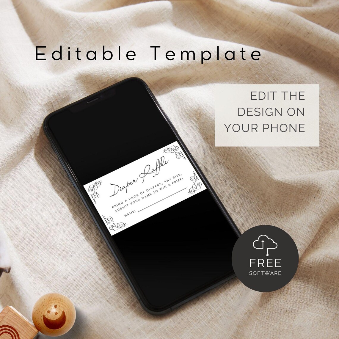 Minimalist Baby Shower Diaper Raffle, Filigree Borders, Gender Neutral ...