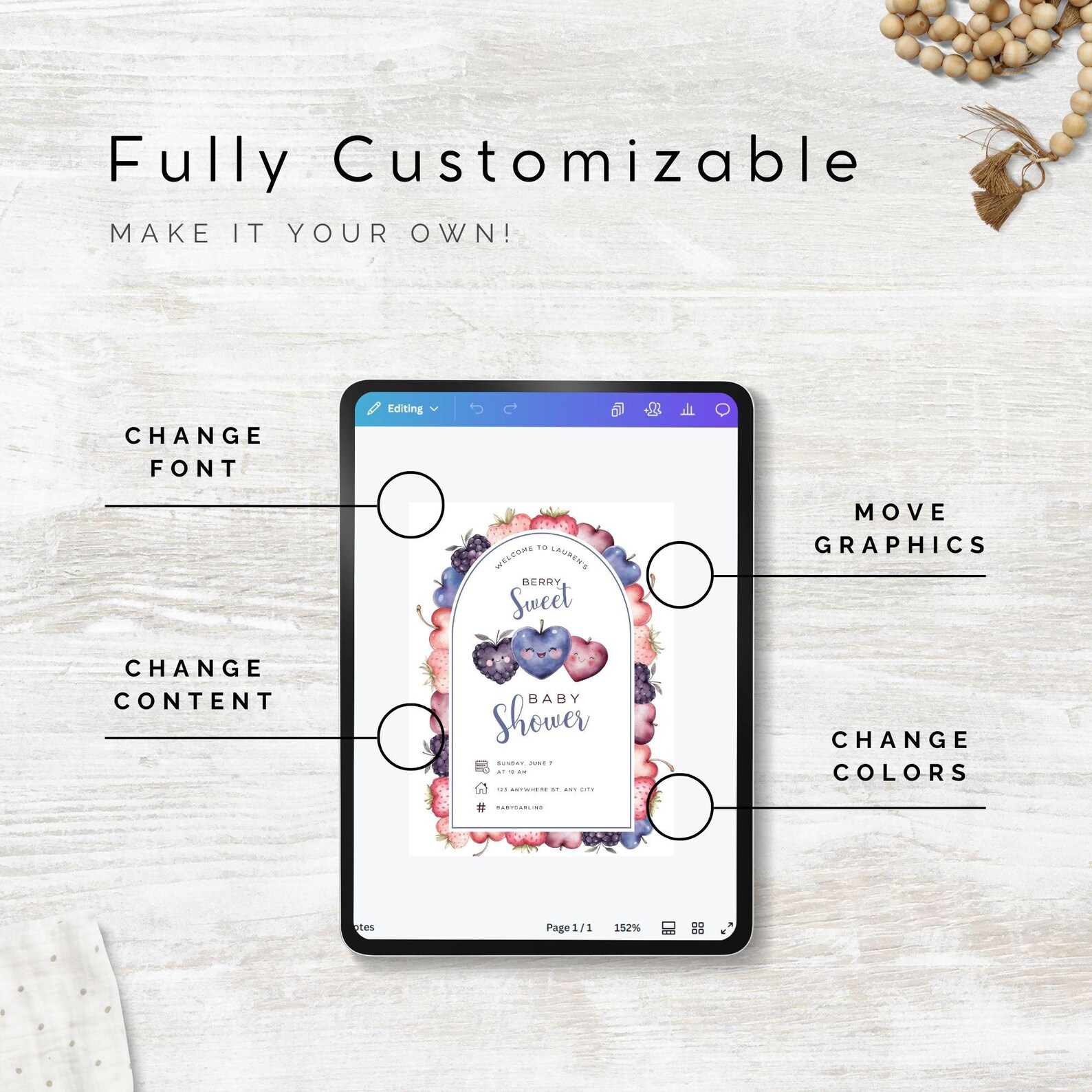 Berry Baby Shower Welcome Sign, Watercolor Blue Fruit, Berry Sweet Baby ...