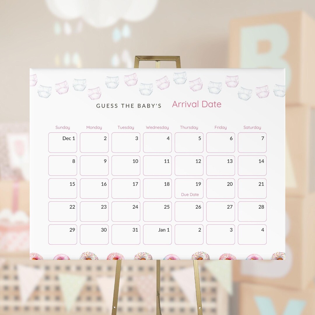 Donuts and Diapers Shower Calendar Game, Baby Sprinkle, Sweet ...
