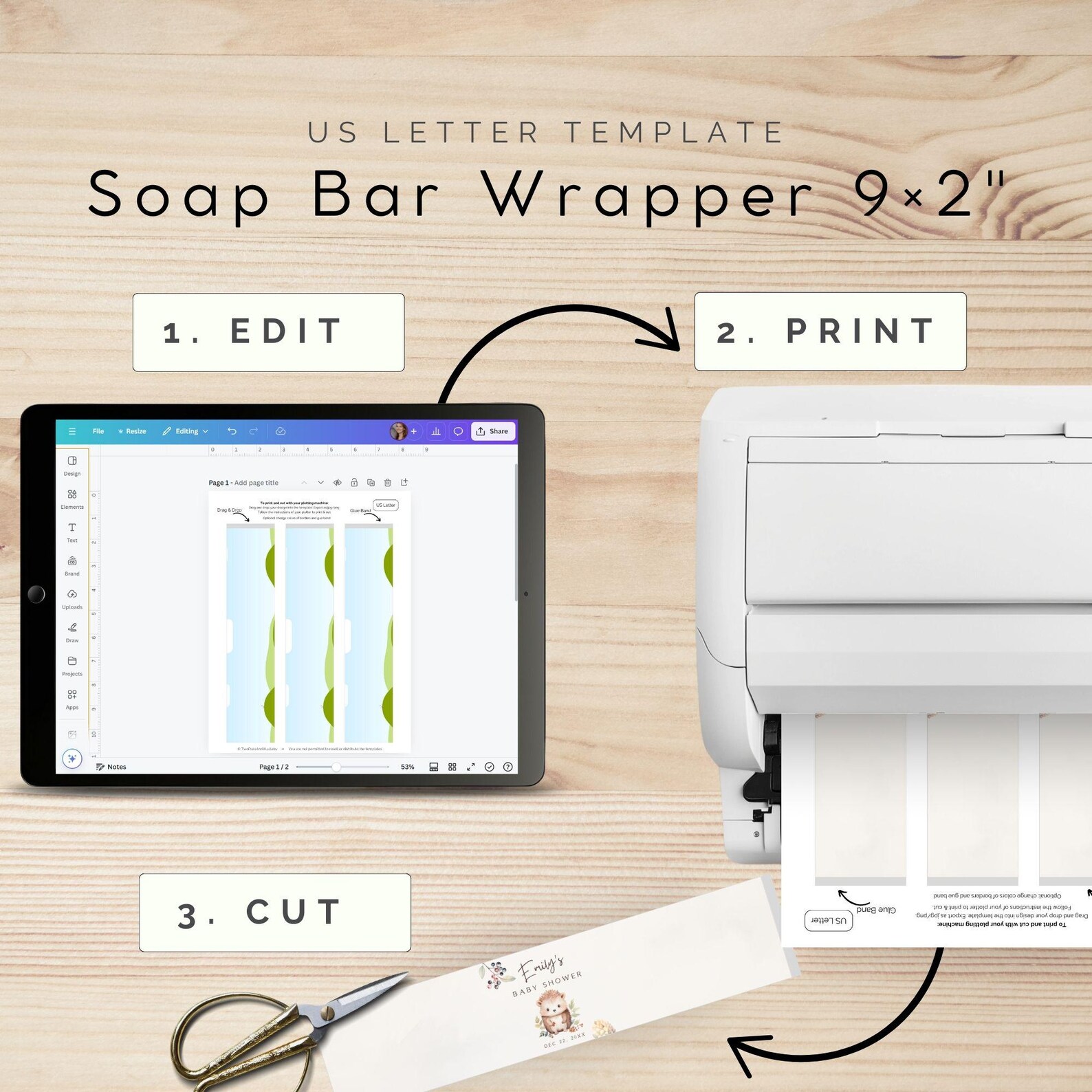 Soap Bar Wrapper Printing Template, Drag and Drop Canva, 9×2" Inch ...