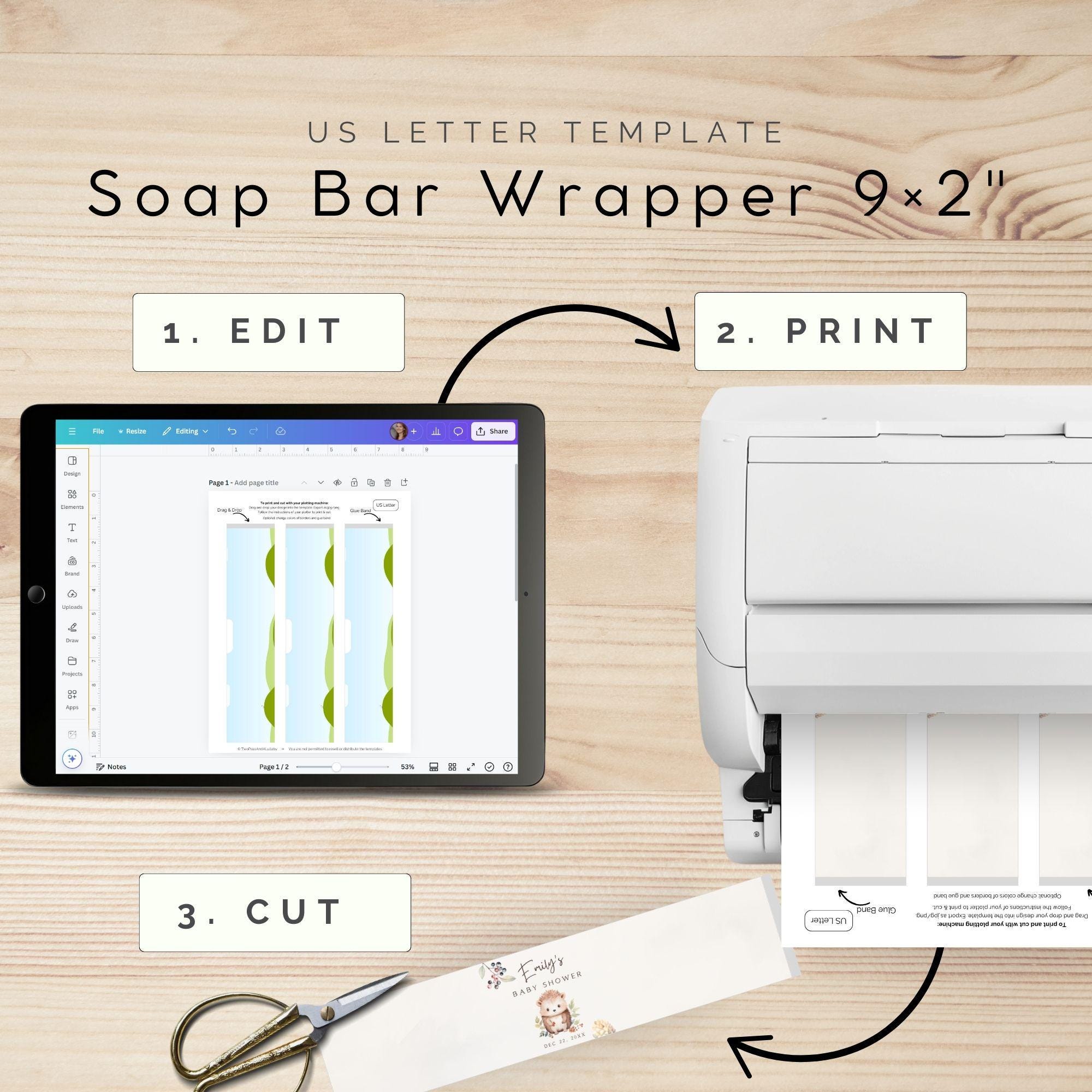 Soap Bar Wrapper Printing Template, Drag and Drop Canva, 9×2" Inch ...