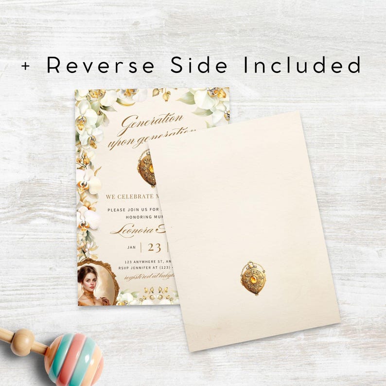 Vintage Baby Shower Invitation, Generational Theme, Motherhood Golden ...