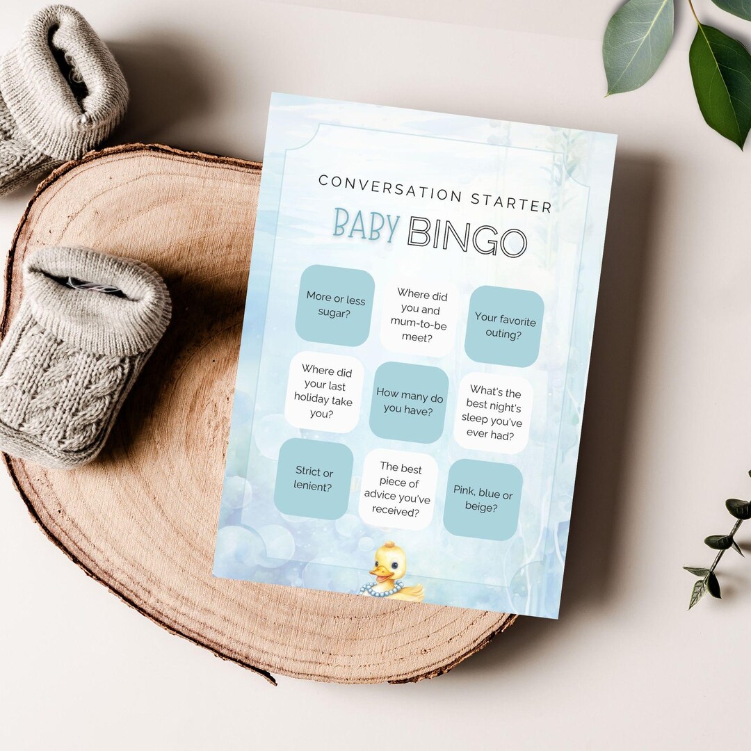 Rubber Ducky Baby Shower Baby Bingo Card, Cute Yellow Duckling Theme ...