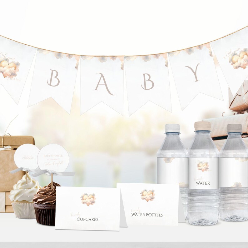 Little Piece of Heaven Baby Shower Mega Bundle, Heart Cloud Baby Shower ...