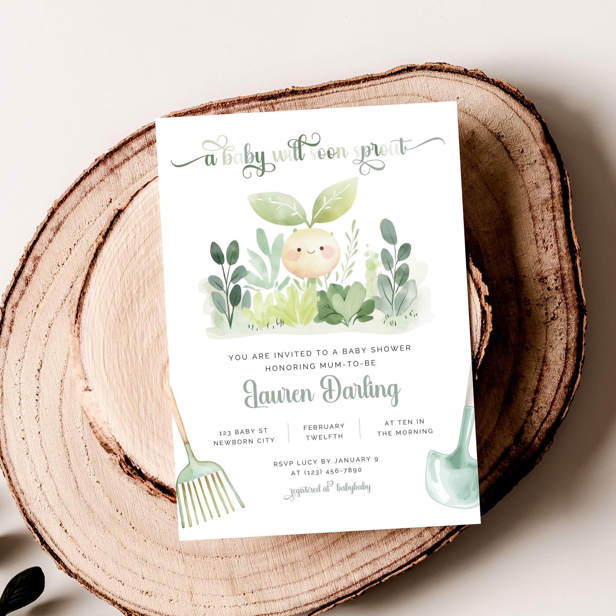 Little Sprout Baby Shower Invitation Bundle, Garden Baby Shower ...