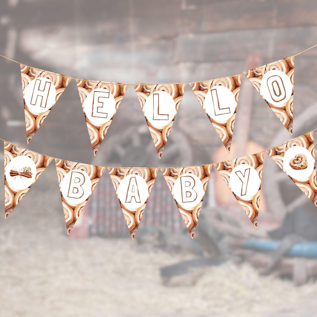 Bun in the Oven Baby Shower Bunting Banner, Cinnamon Roll With Frosting ...