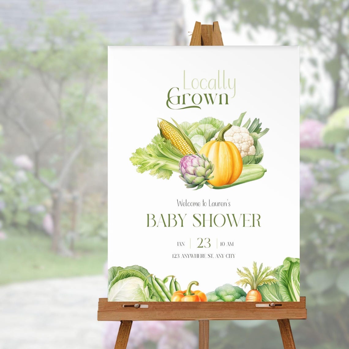 Locally Grown Baby Shower Welcome Sign, Gender Neutral, Farmers Market ...