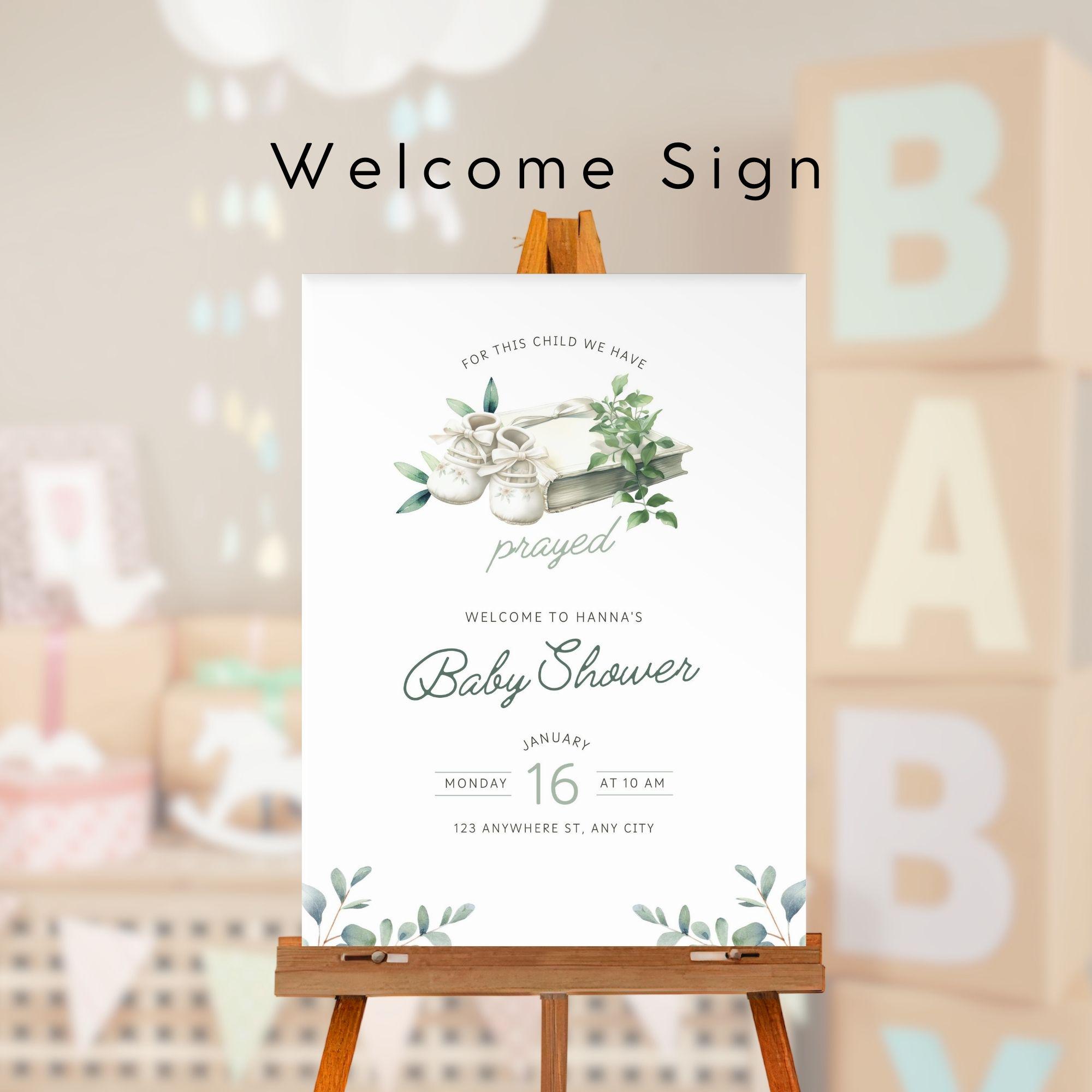 For This Child We Have Prayed Baby Shower Welcome Sign, Christian Bible ...