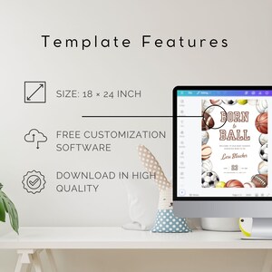 Born to Ball Baby Shower Welcome Sign, All Star Baby, Sports Theme Baby ...