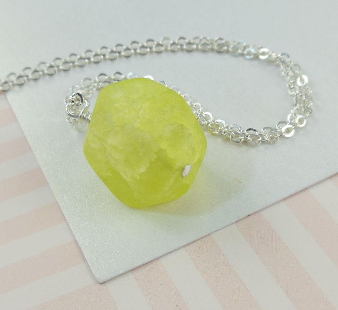 Lime Green Quartz Chunk Necklace -- Jones -- - Etsy