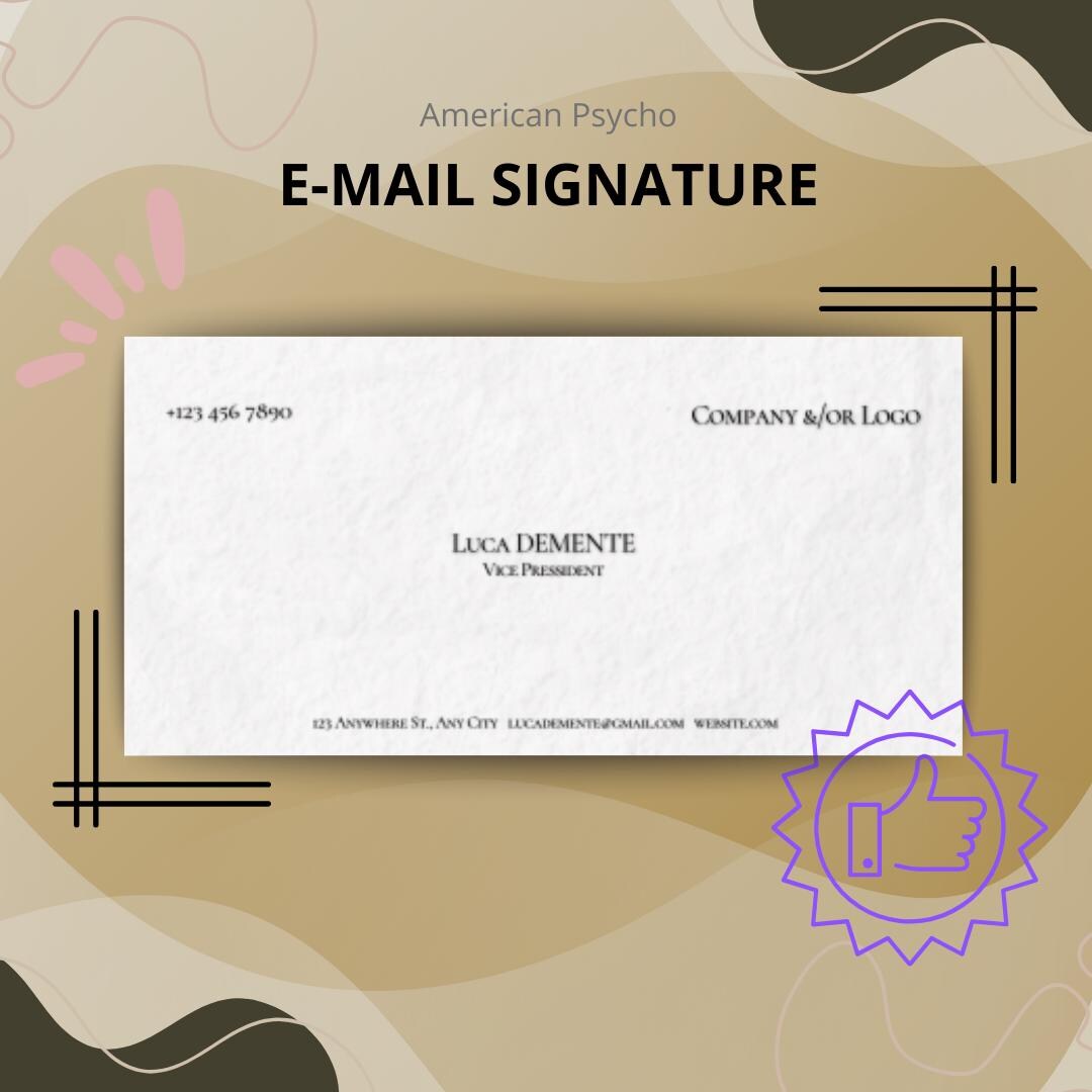 American Psycho Patrick Bateman Canva Email Signature Template Business ...