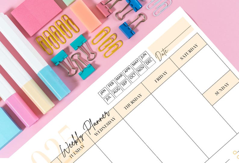 Printable 2025 Weekly Planner Minimalist 1-page Template Reusable ...