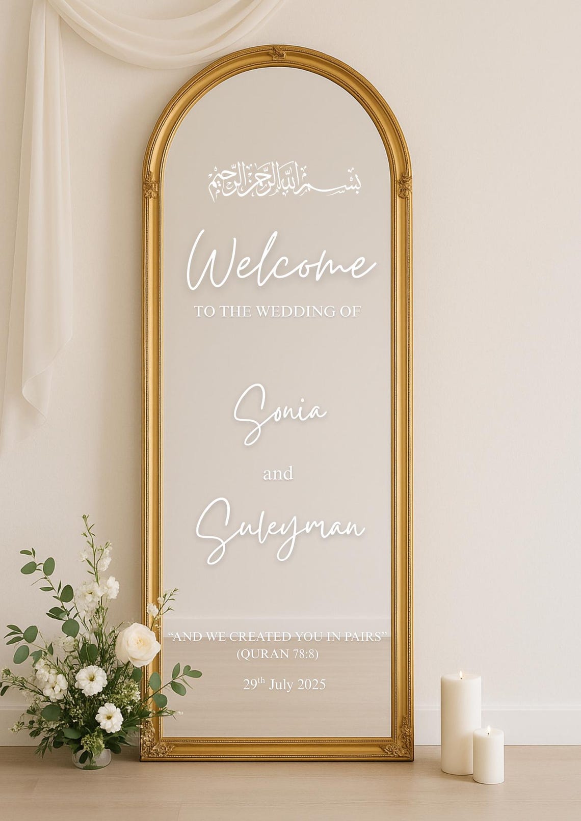 Luxury Personalised Custom Sign Vinyl Decal Mirror Welcome Board Names ...