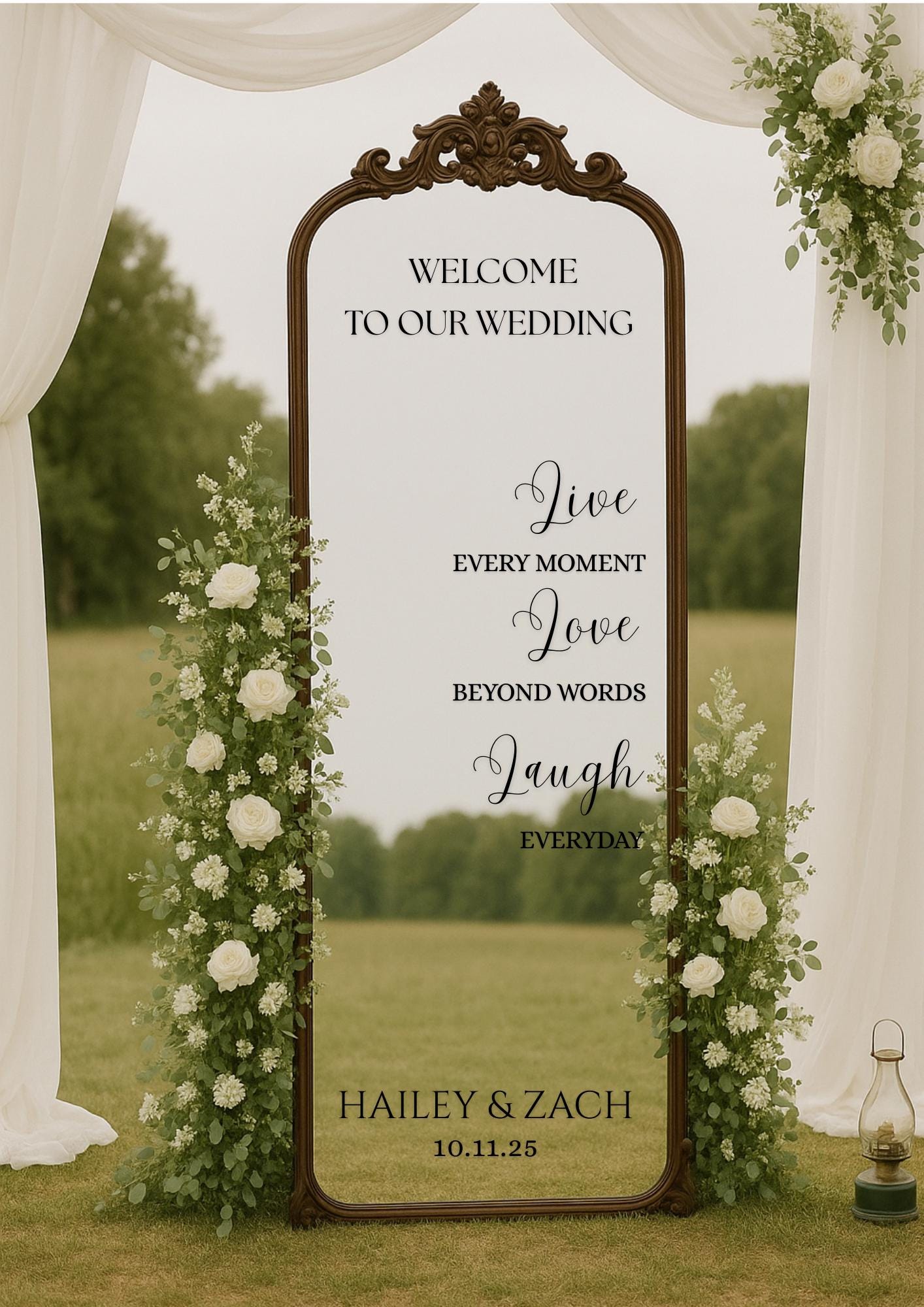Luxury Personalised Custom Sign Vinyl Decal Mirror Welcome Board Names ...