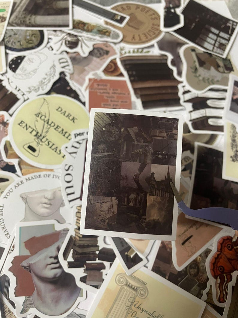 Nostalgic Dark Academia Retro Vintage Aesthetic Ephemera Sticker Bundle ...