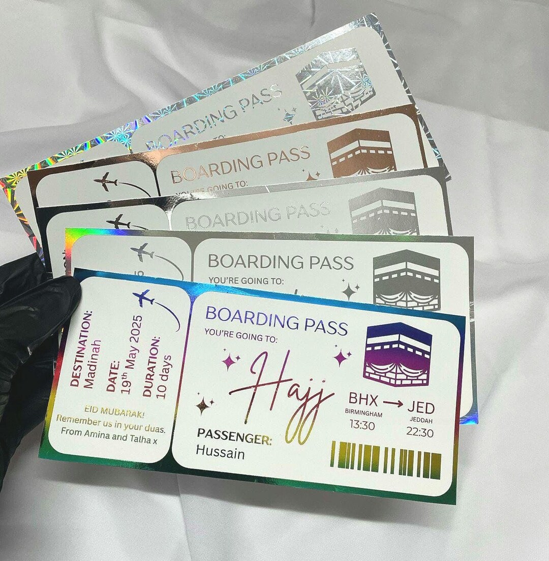 Hajj Umrah Gift Boarding Pass | Personalised Islamic Travel Voucher ...