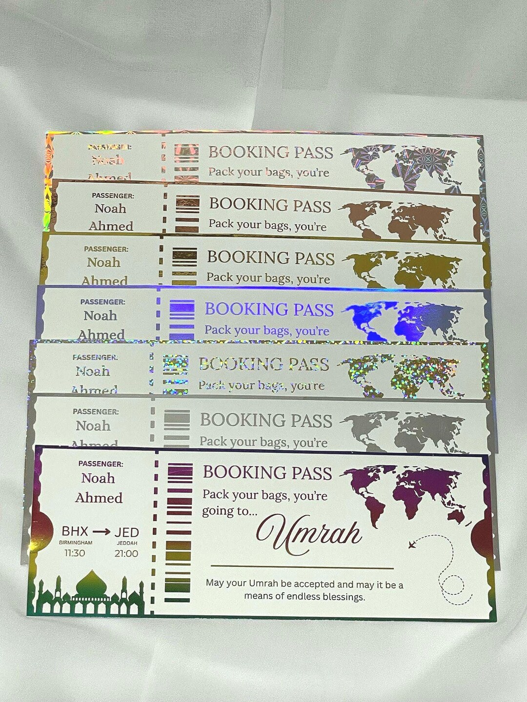 Hajj Umrah Gift Boarding Pass | Personalised Islamic Travel Voucher ...
