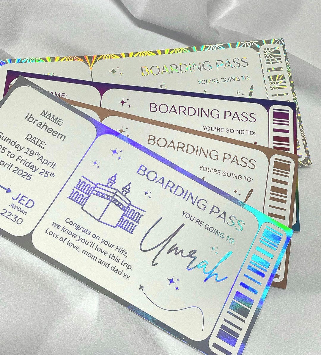 Hajj Umrah Gift Boarding Pass | Personalised Islamic Travel Voucher ...