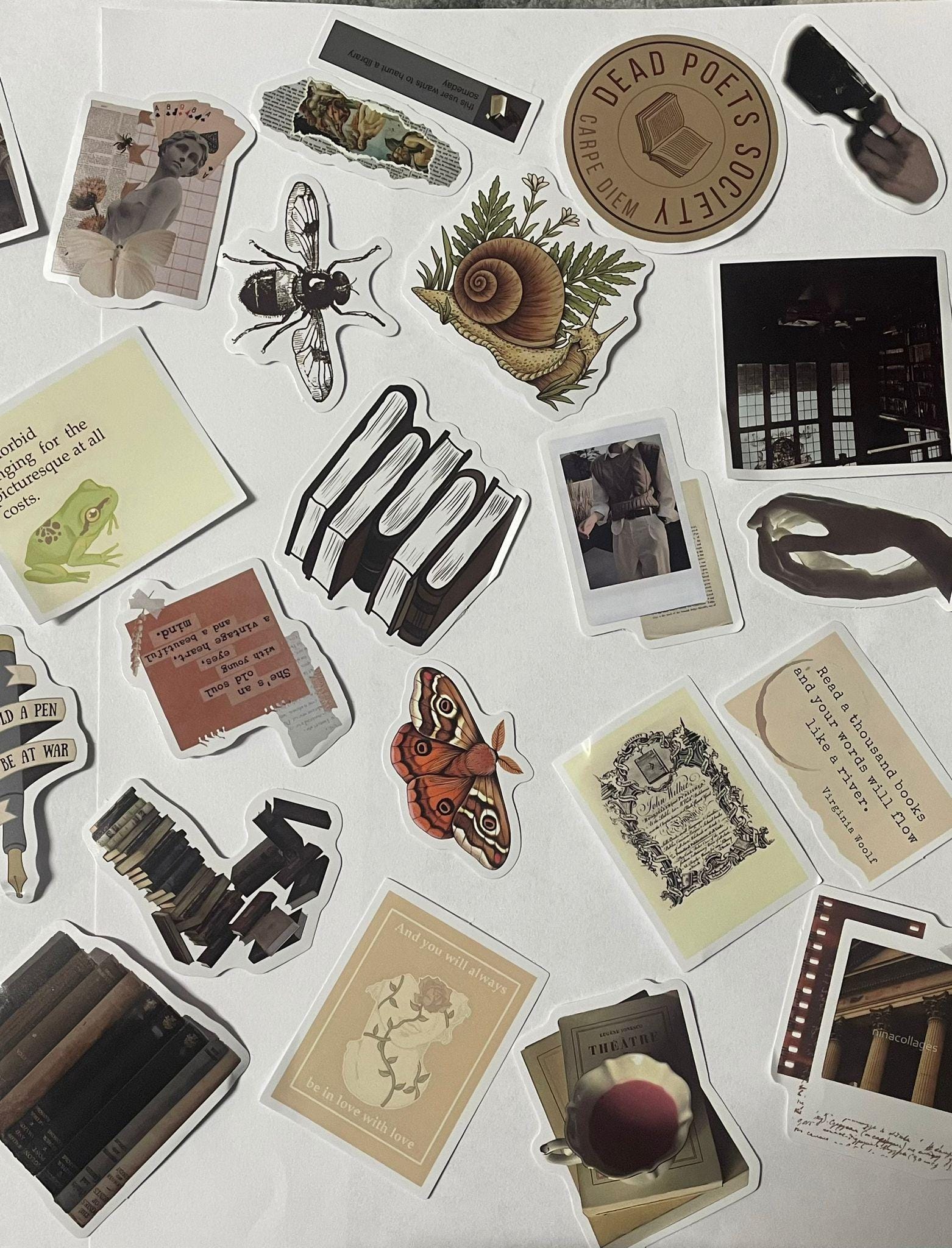Nostalgic Dark Academia Retro Vintage Aesthetic Ephemera Sticker Bundle ...