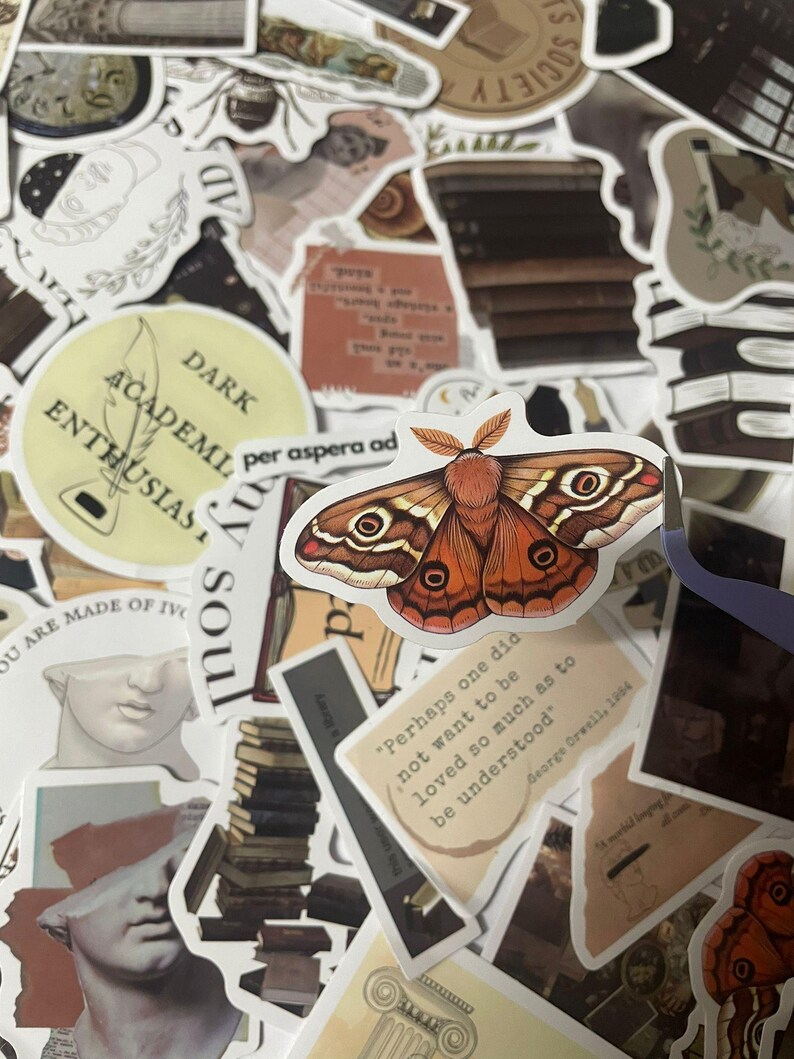 Nostalgic Dark Academia Retro Vintage Aesthetic Ephemera Sticker Bundle ...