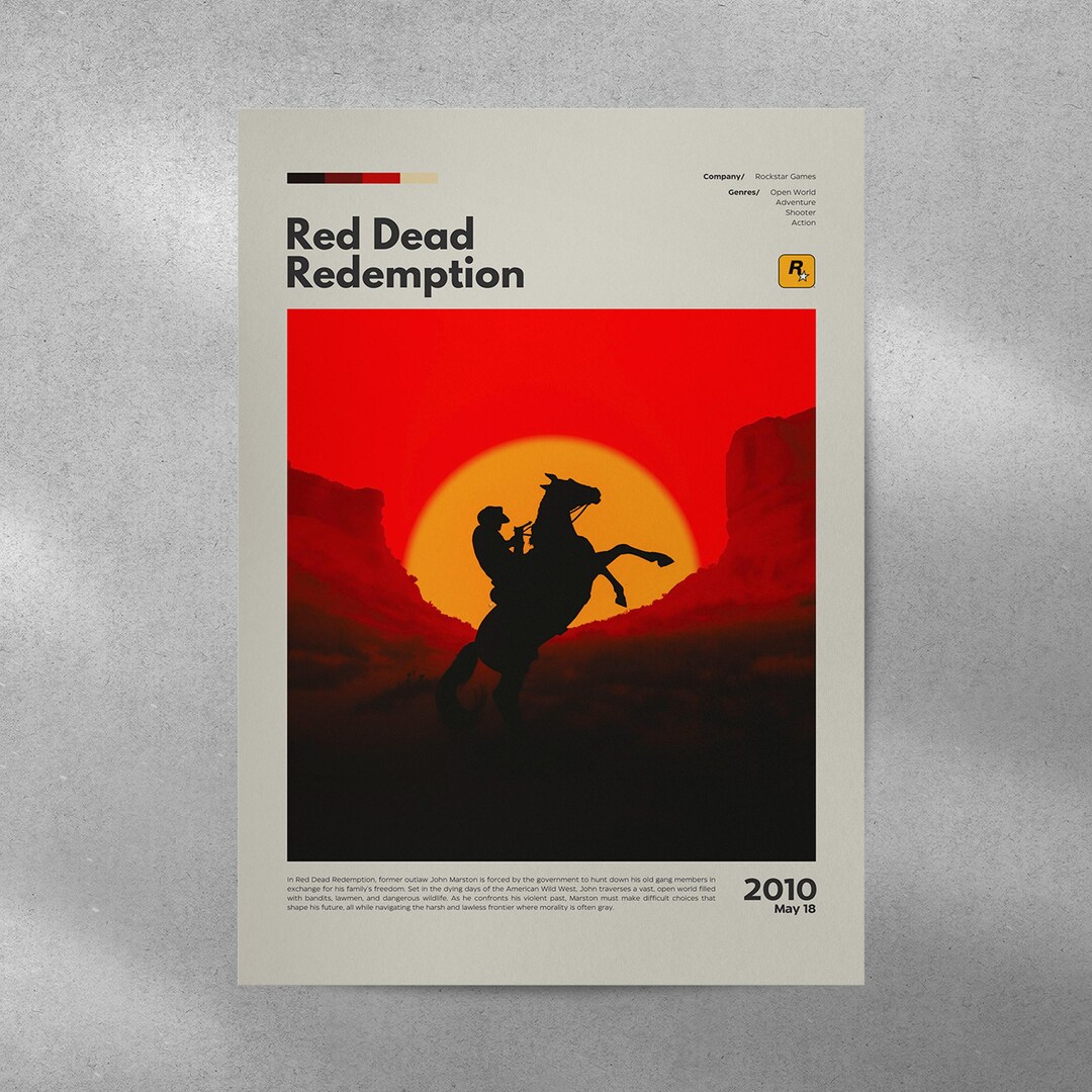 Red Dead Redemption Poster, Gaming Room Poster, Gaming Wall Poster ...