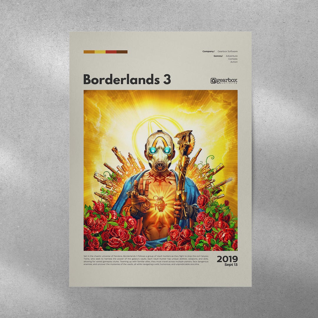 Borderlands 3 Poster, Gaming Room Poster, Gaming Wall Poster, Gaming ...