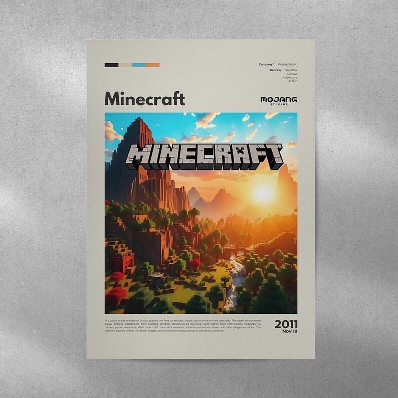 Minecraft Poster, Gaming Room Poster, Gaming Wall Poster, Gaming Print ...