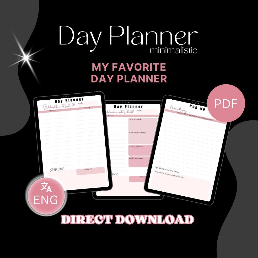 Day Planner My Favorite Minimalistic Headspace HSP - Etsy