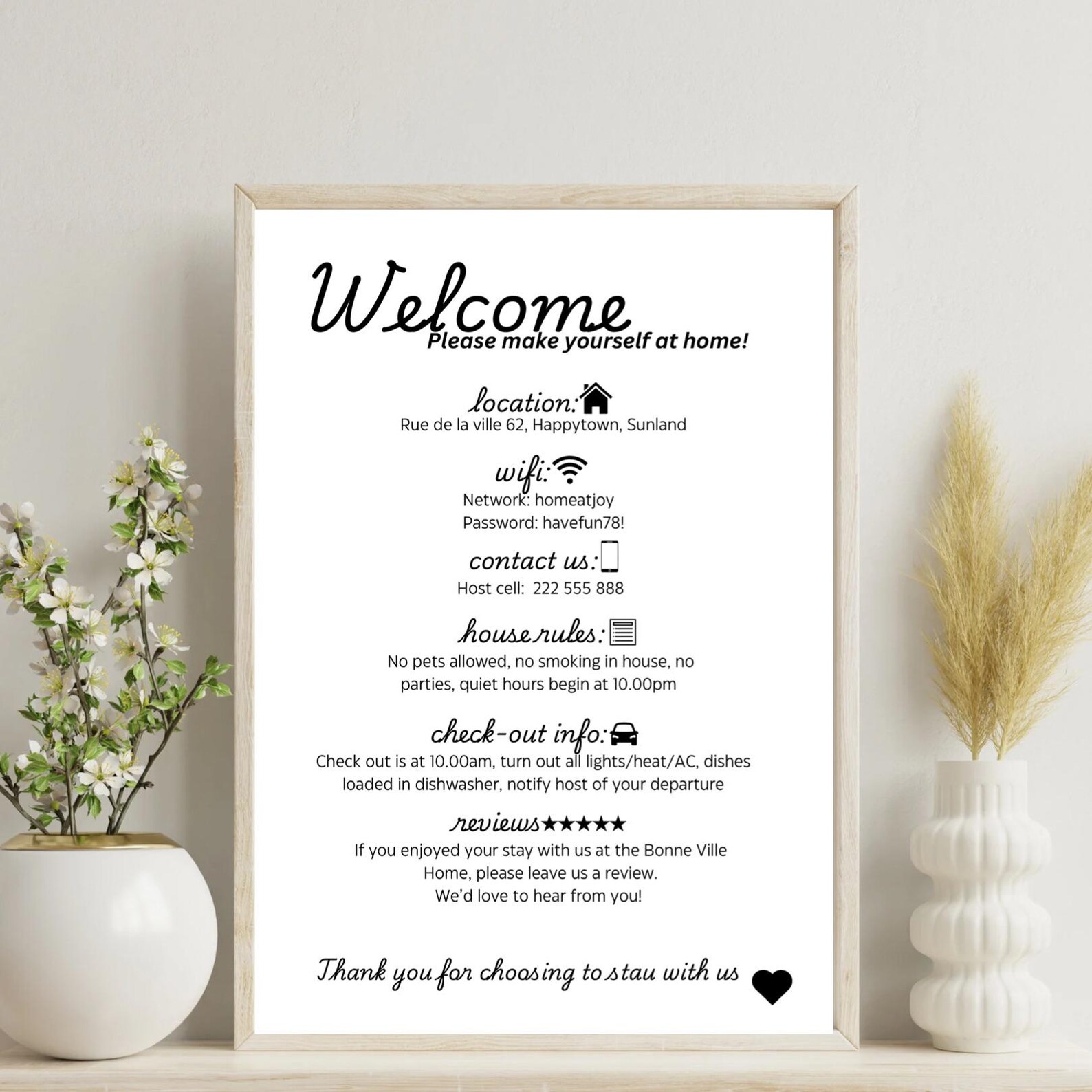 Welcome Sign Editable Template Vacation Home Airbnb Hotel - Etsy