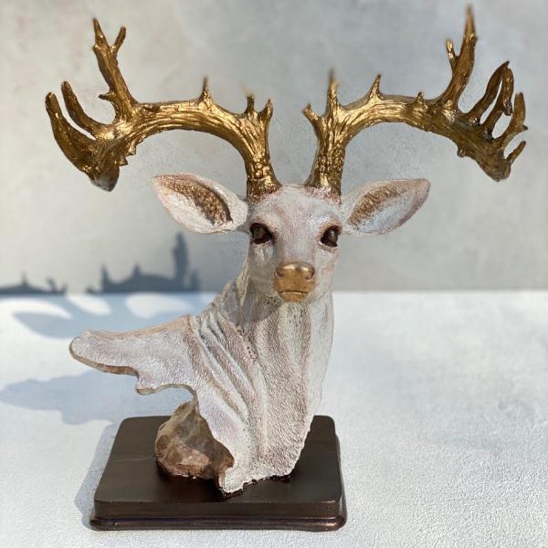 Handmade White Deer Bust Elegant Home Decor - Etsy