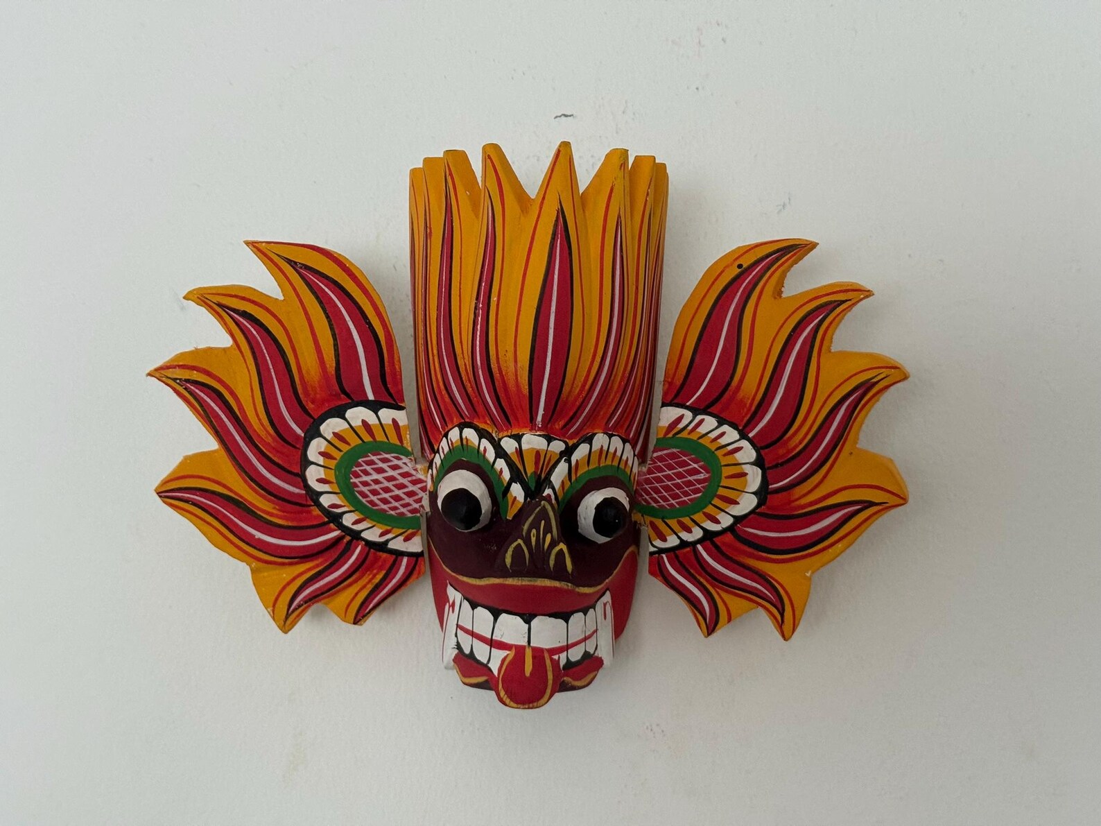 Sri Lankan Gini Raksha Fire Mask: Hand-carved Wood Wall Decor - Etsy UK
