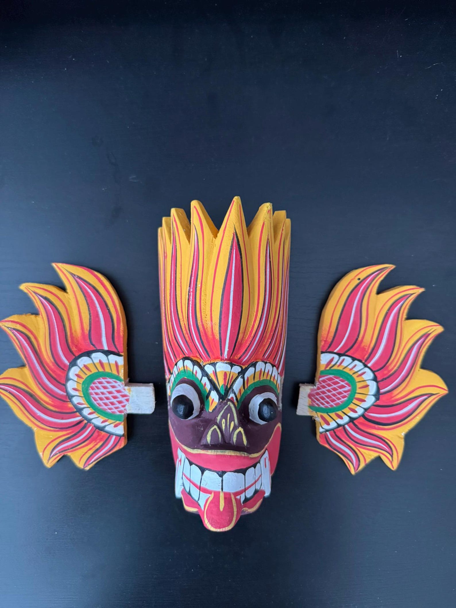 Sri Lankan Gini Raksha Fire Mask: Hand-carved Wood Wall Decor - Etsy UK