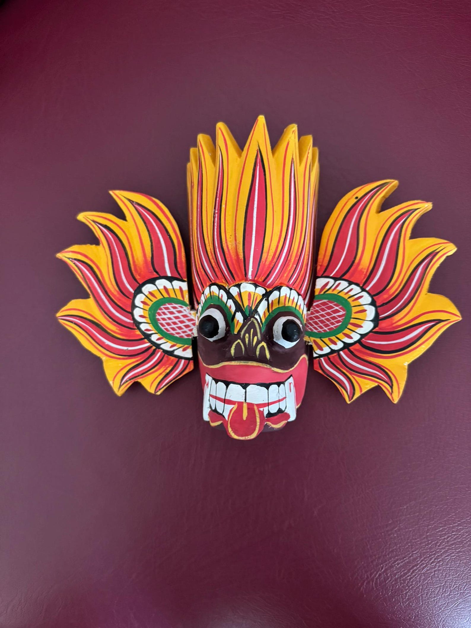 Sri Lankan Gini Raksha Fire Mask: Hand-carved Wood Wall Decor - Etsy UK