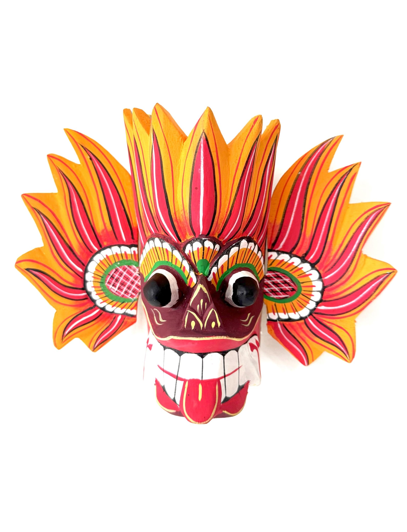 Sri Lankan Gini Raksha Fire Mask: Hand-carved Wood Wall Decor - Etsy UK