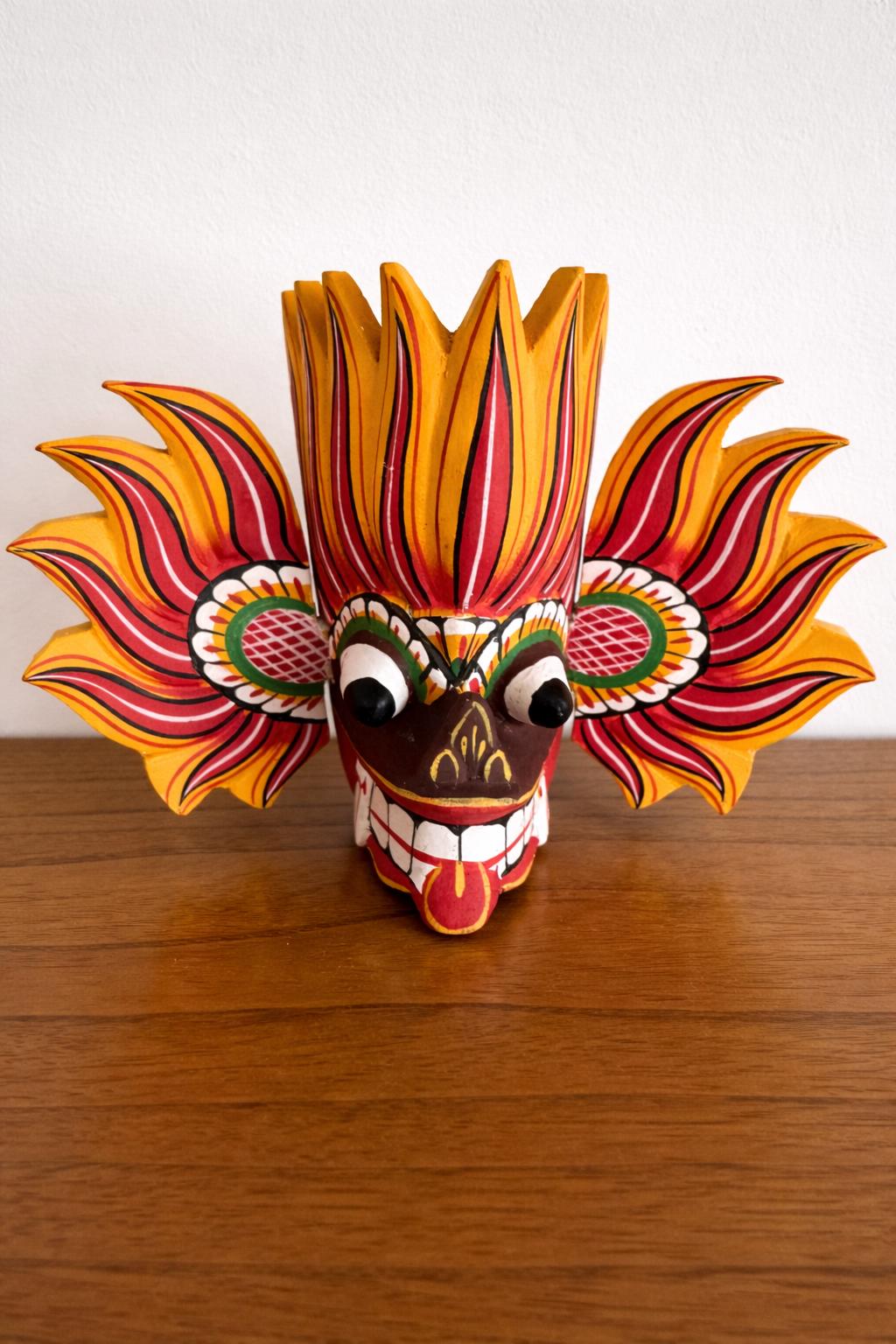 Sri Lankan Gini Raksha Fire Mask: Hand-carved Wood Wall Decor - Etsy UK